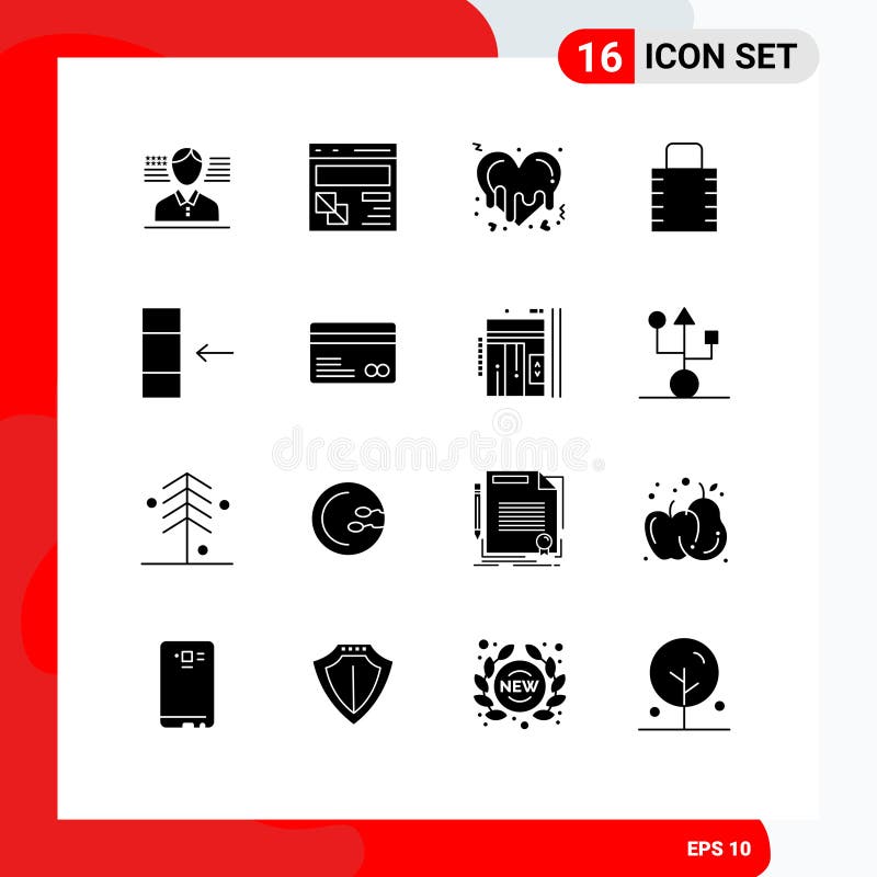Universal Icon Symbols Group of 16 Modern Solid Glyphs of Data ...