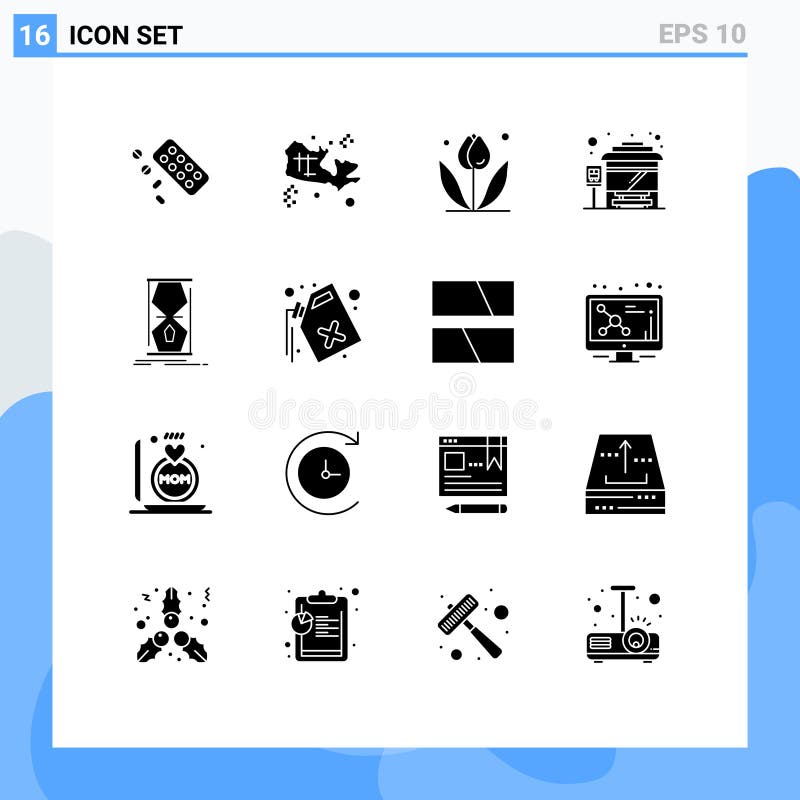 Universal Icon Symbols Group of 16 Modern Solid Glyphs of Early, Access ...