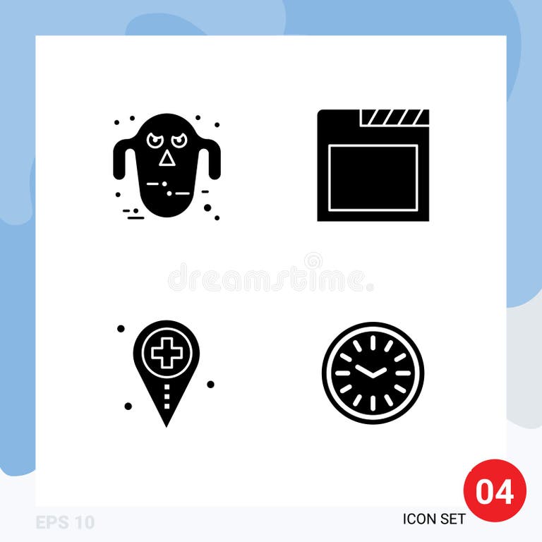 Universal Icon Symbols Group of 4 Modern Solid Glyphs of Ghost ...