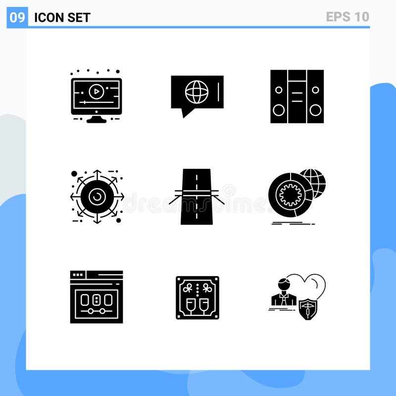 Universal Icon Symbols Group of 9 Modern Solid Glyphs of Grid ...