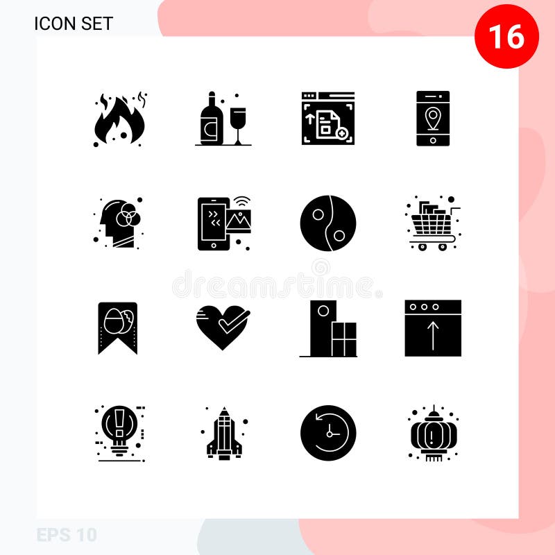 Universal Icon Symbols Group of 16 Modern Solid Glyphs of Image ...
