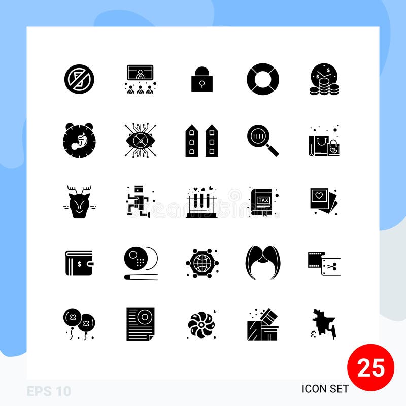 Universal Icon Symbols Group of 25 Modern Solid Glyphs of Money ...