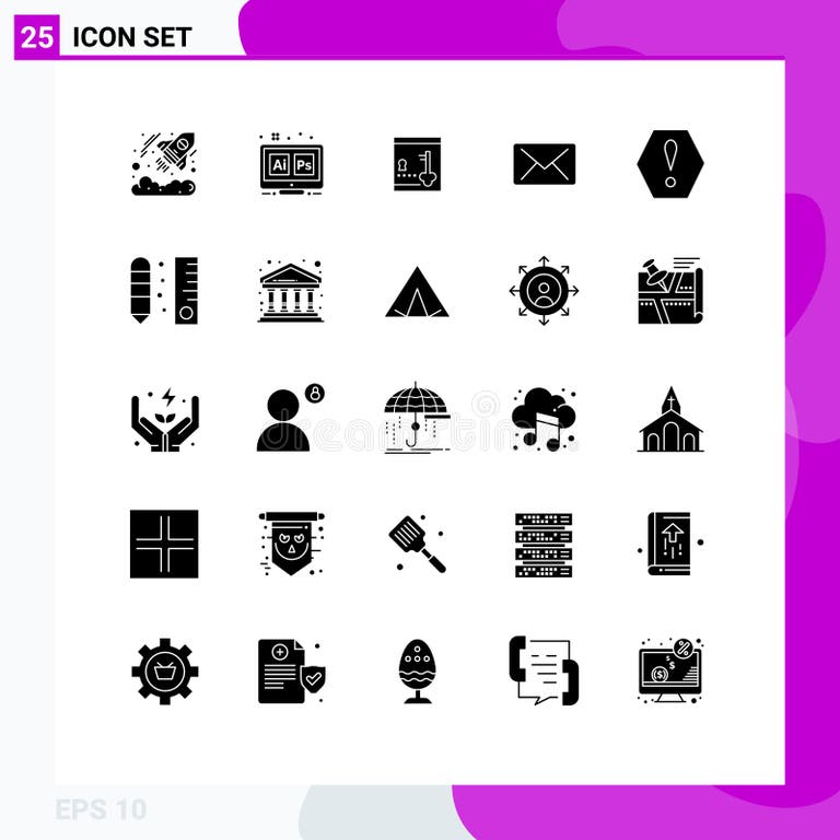 Universal Icon Symbols Group of 25 Modern Solid Glyphs of Octagon ...