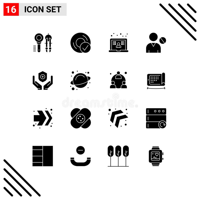 16 Thematic Vector Solid Glyphs and Editable Symbols of People, Human ...