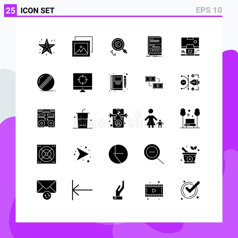 Universal Icon Symbols Group of 25 Modern Solid Glyphs of Responsive ...