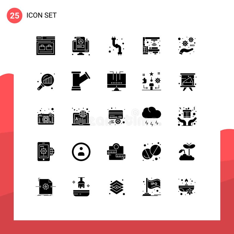 Universal Icon Symbols Group of 25 Modern Solid Glyphs of Scanner ...