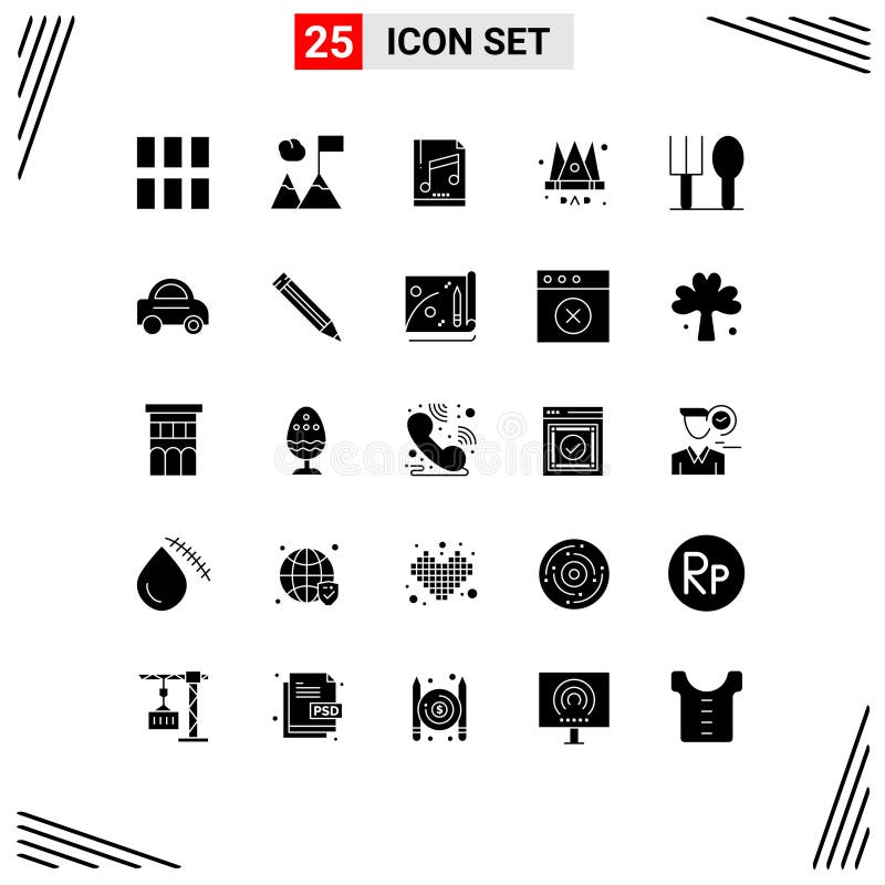 Universal Icon Symbols Group of 25 Modern Solid Glyphs of Spoon, Baby ...