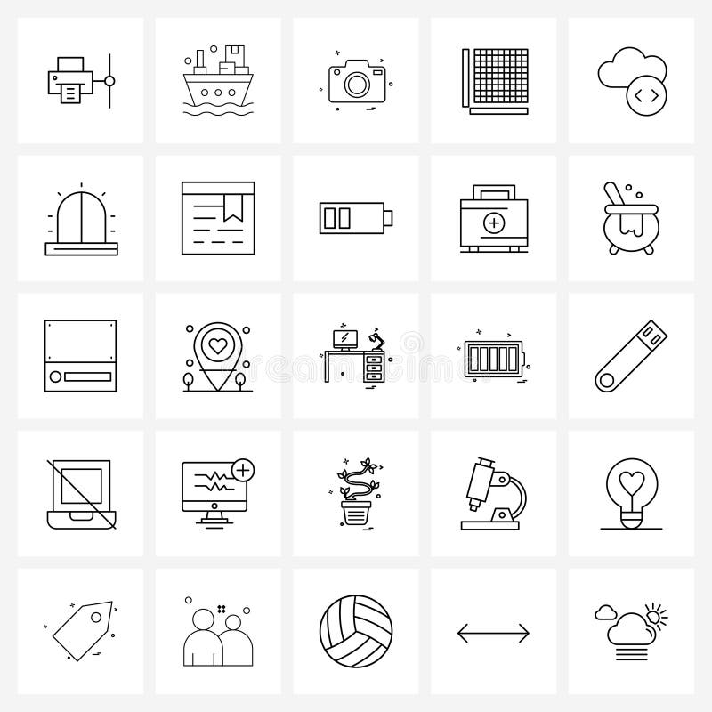 25 Universal Icons Pixel Perfect Symbols of Weather, Cloud, Camera ...