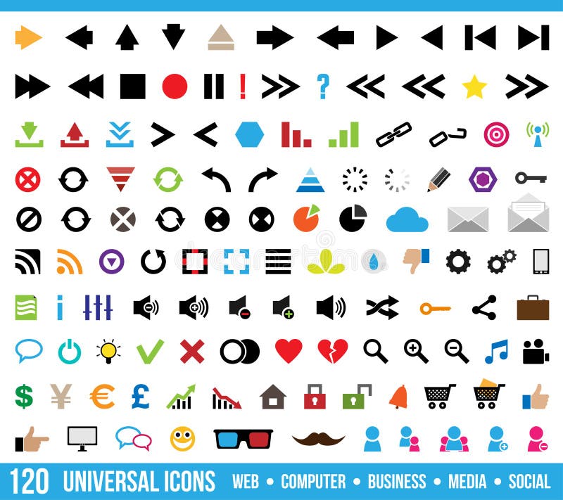 Universal icons set stock vector. Illustration of button - 29271706