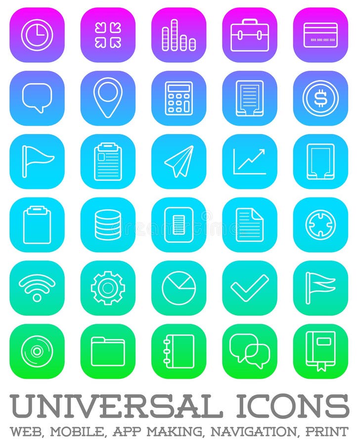 30 Universal Icons Set for All Purposes Web, Mobile, App Making ...