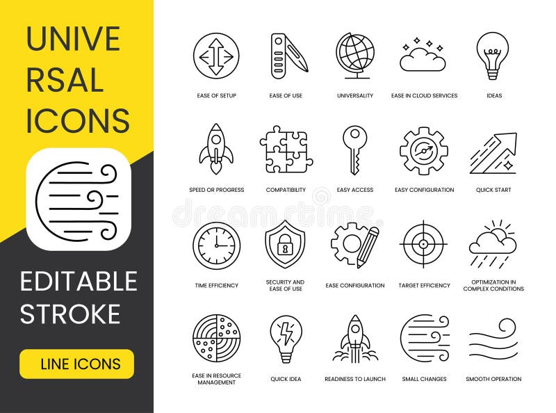 Universal Icons Set with Editable Stroke, Ease of Setup and Quick Start ...