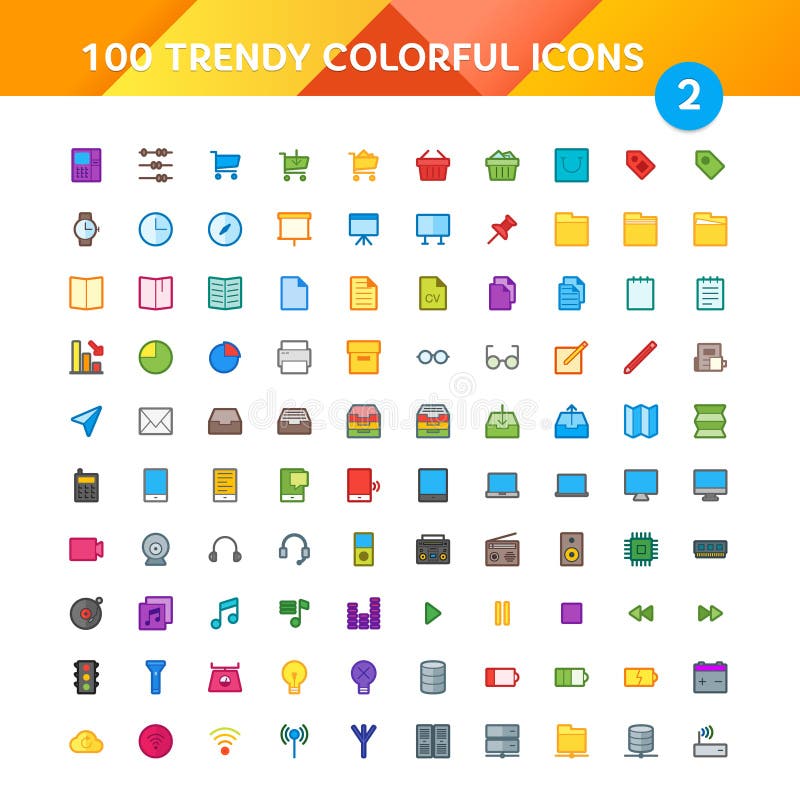 100 Universal Icons set 1 stock vector. Illustration of flat - 50510580