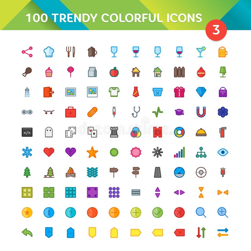 100 Universal Icons set 1 stock vector. Illustration of flat - 50510580