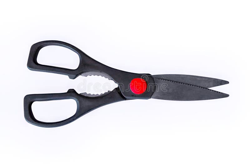 Universal Kitchen Scissors Isolate on a White Background Close-up ...