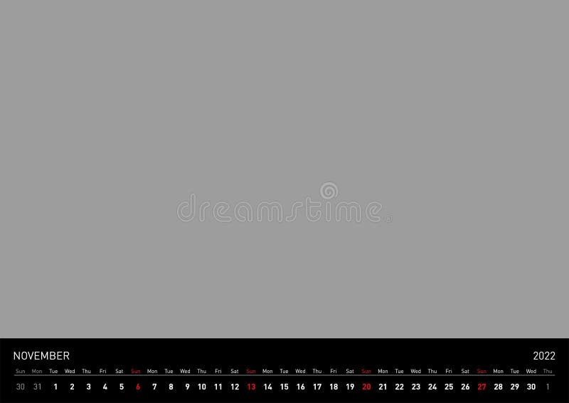 Calendar Grid for Wall Organizer 2022, Month of November, Background ...