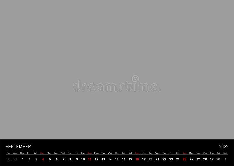 Calendar Grid for Wall Organizer 2022, Month of September, Background ...