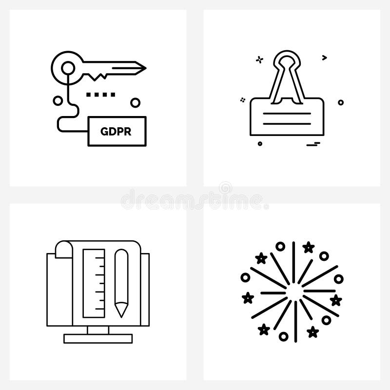 4 Universal Line Icon Pixel Perfect Symbols of Access, Web, Security ...