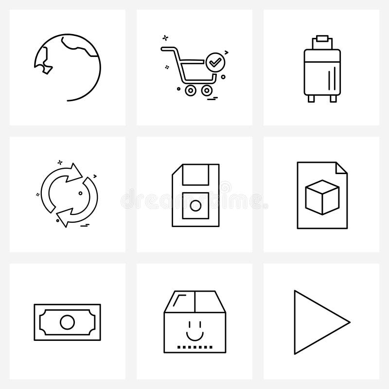 9 Universal Line Icon Pixel Perfect Symbols of Ds, Card, Travel ...