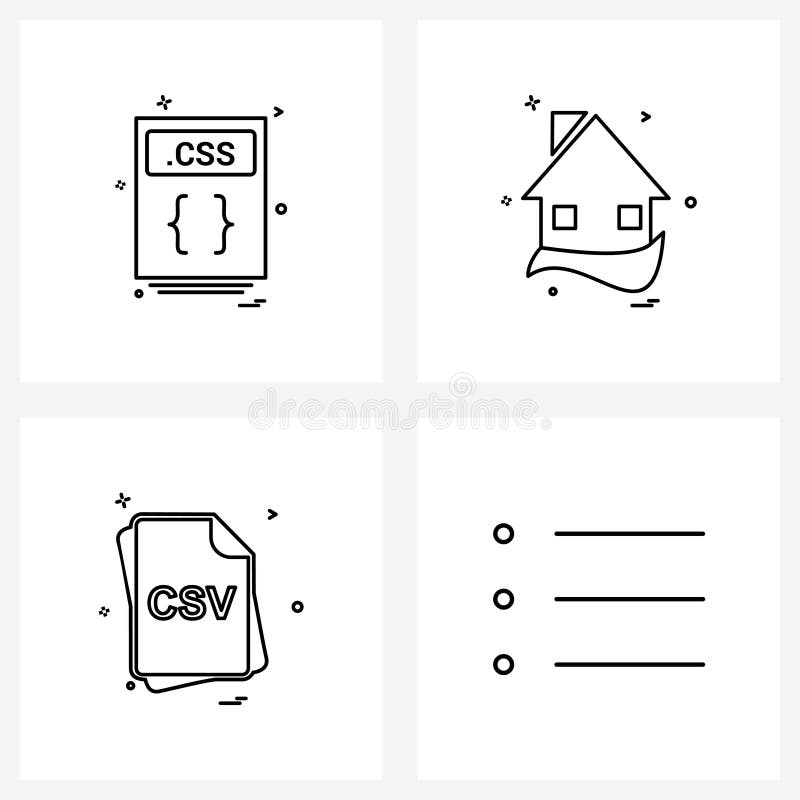 4 Universal Line Icon Pixel Perfect Symbols of File, Hut, File Format ...
