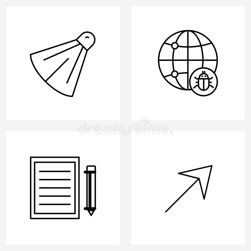 4 Universal Line Icons for Web and Mobile Activities, Notes, Outdoor ...