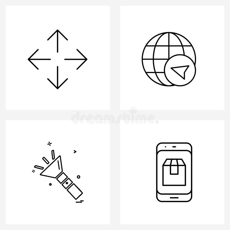 4 Universal Line Icons for Web and Mobile Direction, Light, Move ...