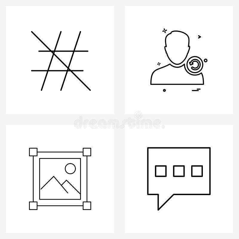 4 Universal Line Icons for Web and Mobile Disable, Control, Tag Hash ...