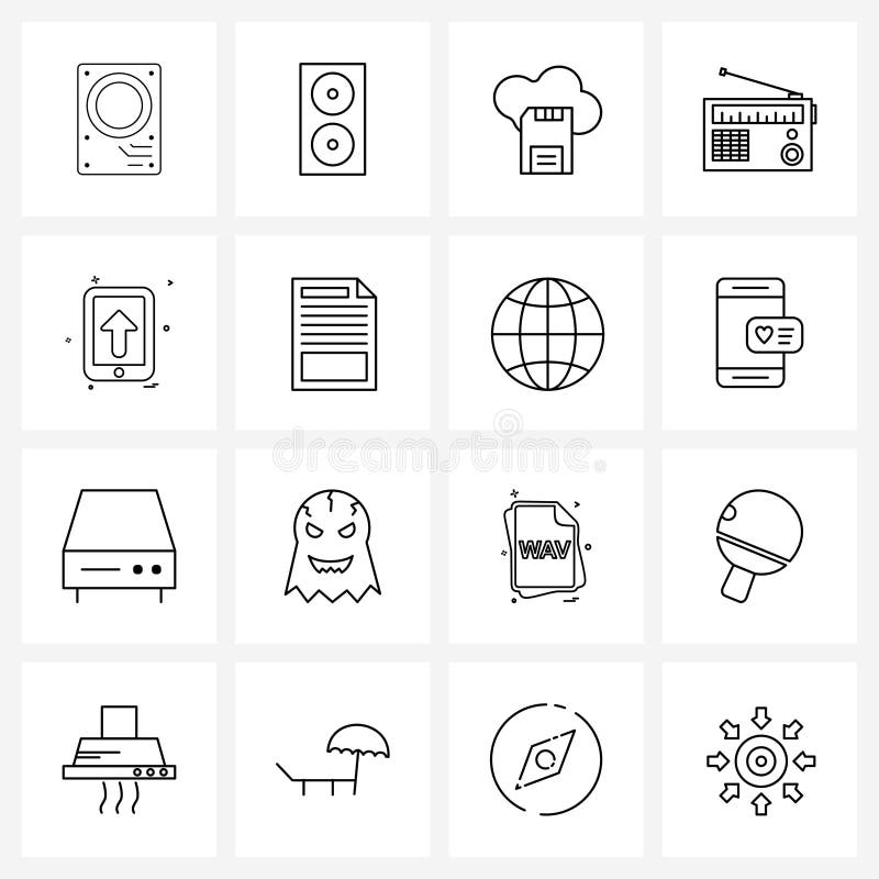 16 Universal Line Icons for Web and Mobile Phone, Mobile, Cloud, Smart ...