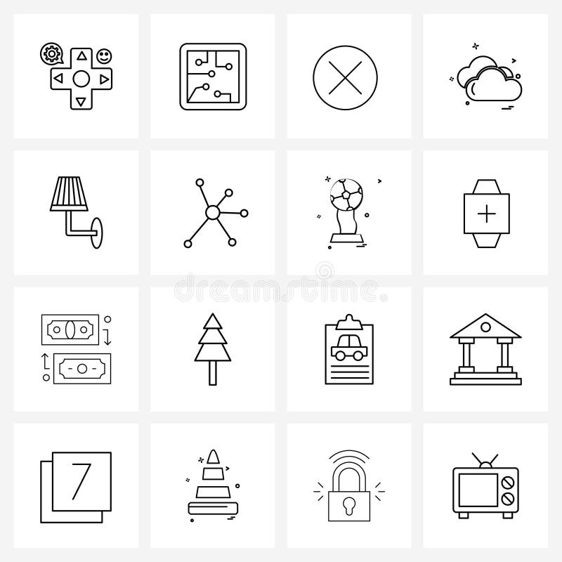16 Universal Line Icons for Web and Mobile Room Light, Table Lamp ...