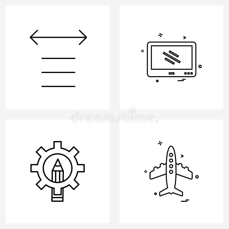 4 Universal Line Icons for Web and Mobile Text; Setting; Left; Monitor ...