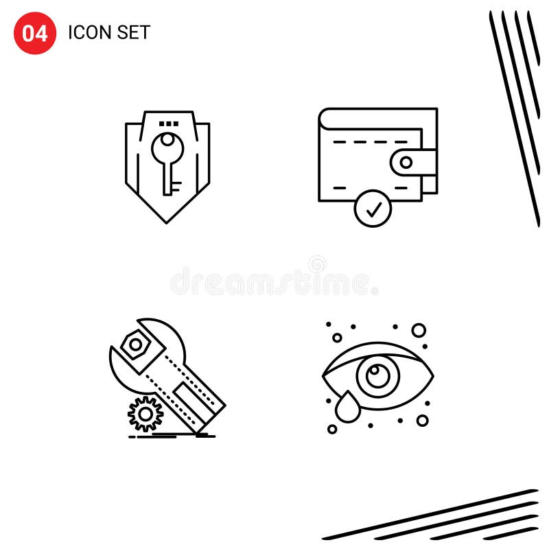 4 Universal Line Signs Symbols of Access, App, Security, Money ...