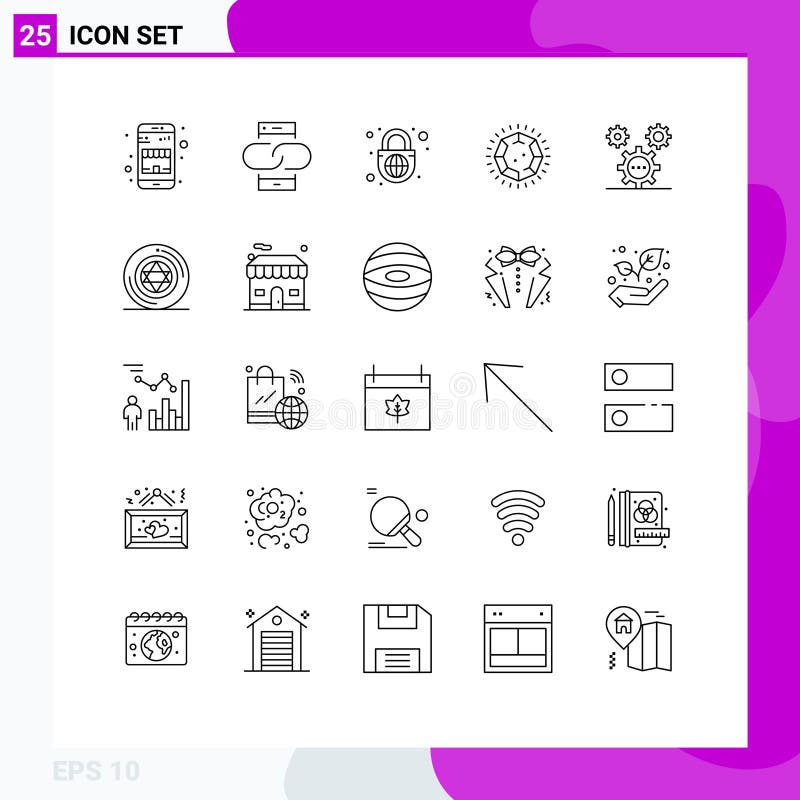 25 Universal Line Signs Symbols of Coding, Jewel, Mobile, Gem, Globe ...