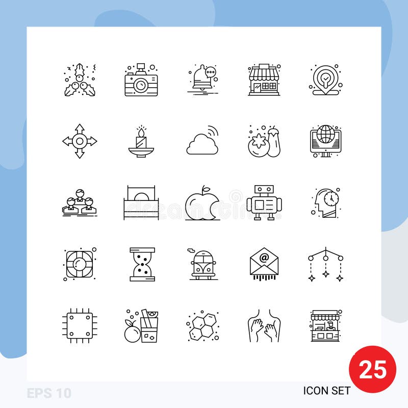 25 Universal Line Signs Symbols of Directions, Location, Message, Web ...