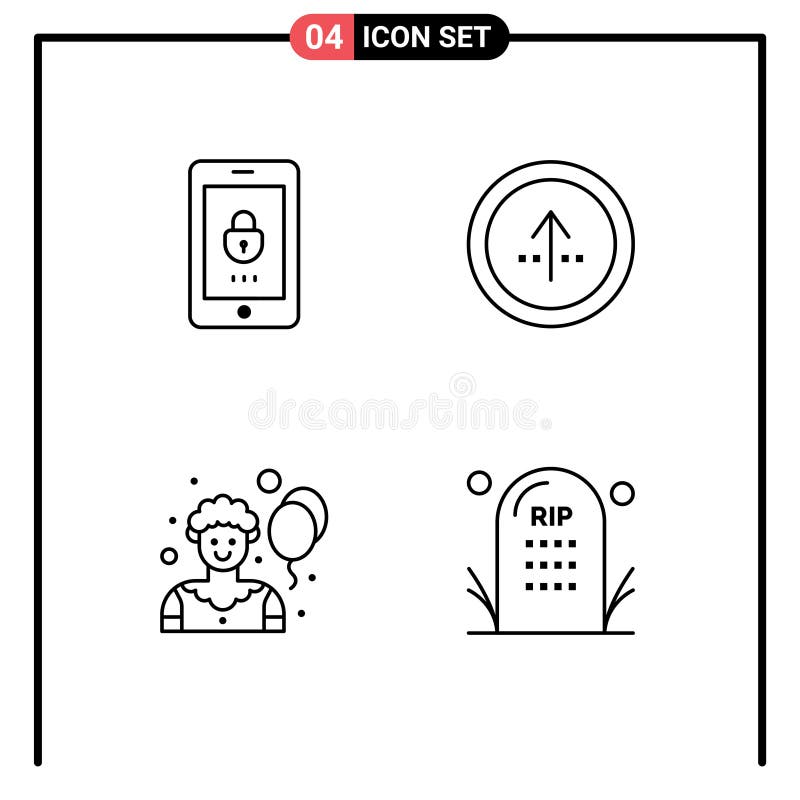 4 Universal Line Signs Symbols of Encryption, Circus, Security ...