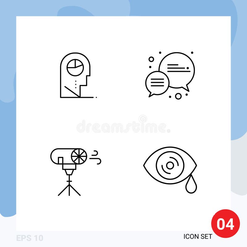 4 Universal Line Signs Symbols of Human, Photographic, Hat, Message ...