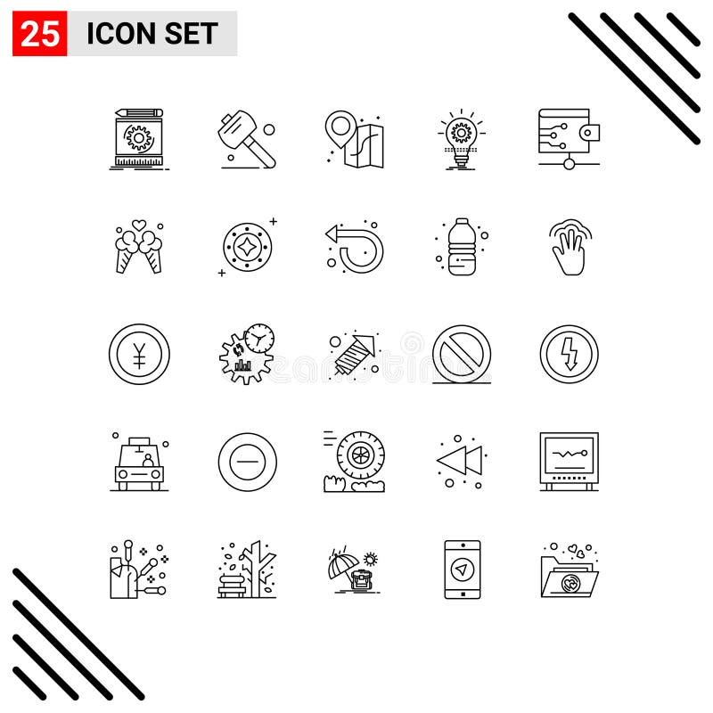 25 Universal Line Signs Symbols of Money, Light, Beach, Innovation ...