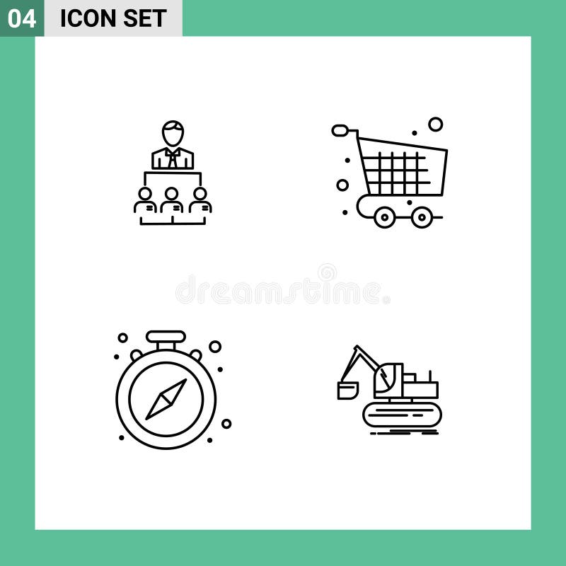 4 Universal Line Signs Symbols of Organization, Checkout, Leadership ...