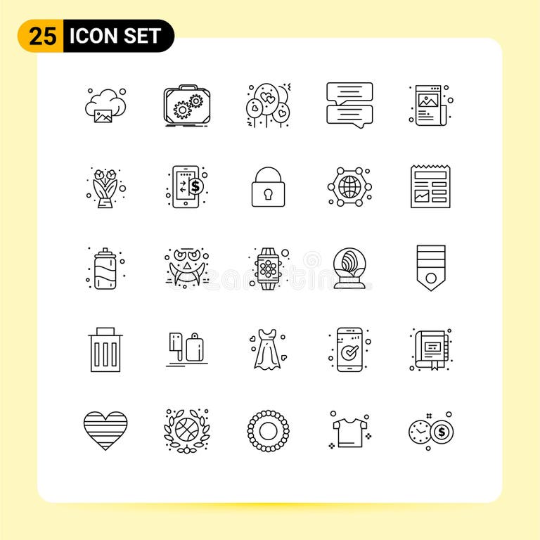 25 Universal Lines Set for Web and Mobile Applications Designing, Art ...