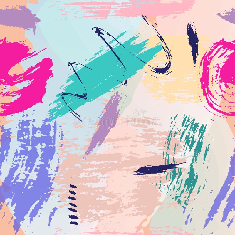 Universal Memphis Hand Drawn Seamless Pattern Endless Abstract Stock ...