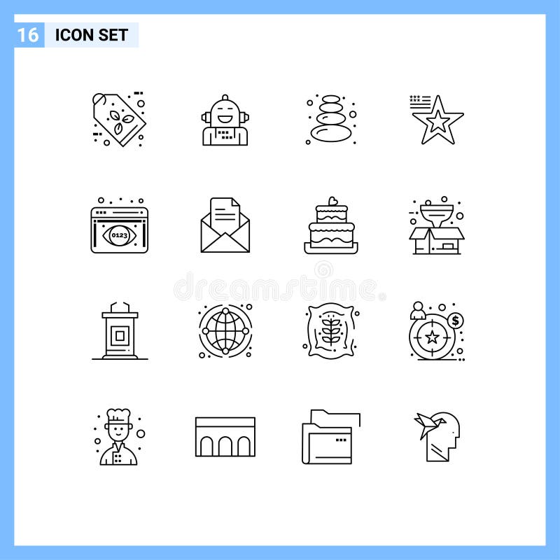 16 Universal Outline Signs Symbols of Data Analysis, Usa, Feeling, Flag ...