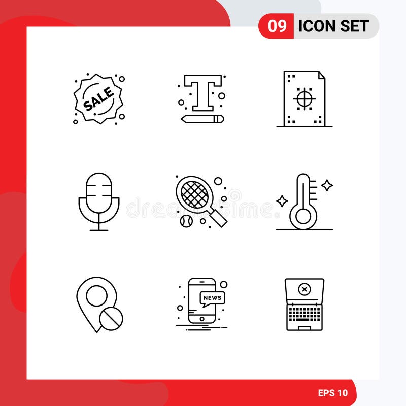 Modern Set of 9 Outlines Pictograph of Products, Electronics, Web ...