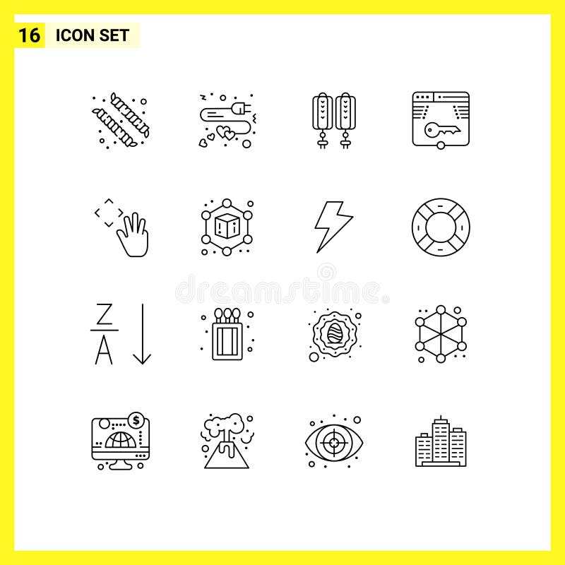 16 Universal Outlines Set For Web And Mobile Applications Hand Cursor