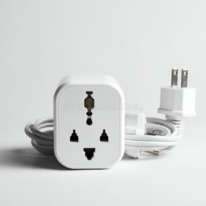 Universal Power Adapter in White, Featuring Multiple Plug Sockets ...