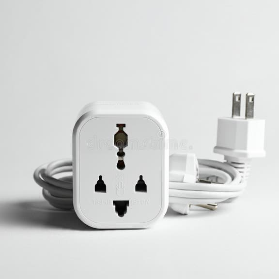 Universal Power Adapter in White, Featuring Multiple Plug Sockets ...