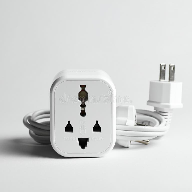 Universal Power Adapter in White, Featuring Multiple Plug Sockets ...