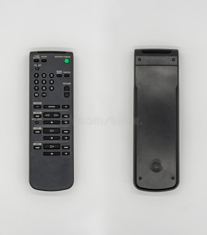 Universal Remote Control Isolated On White. Old And Dirty Music Station ...