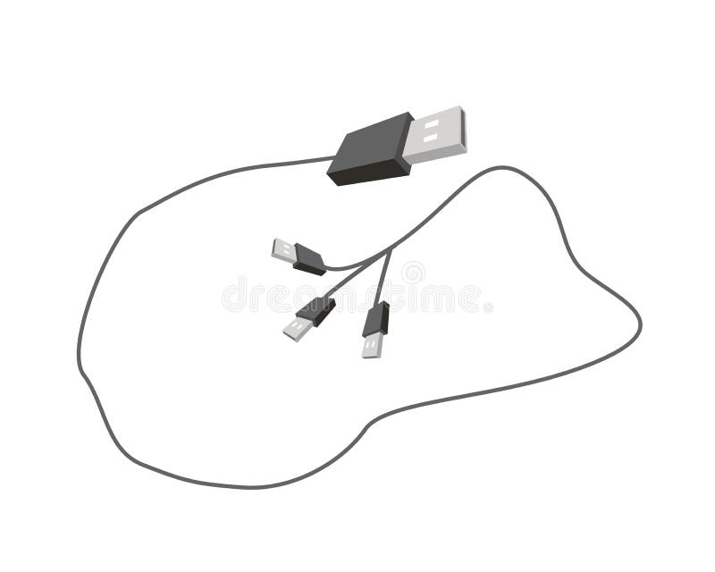 Universal Serial Bus Cable on White Background Stock Vector ...