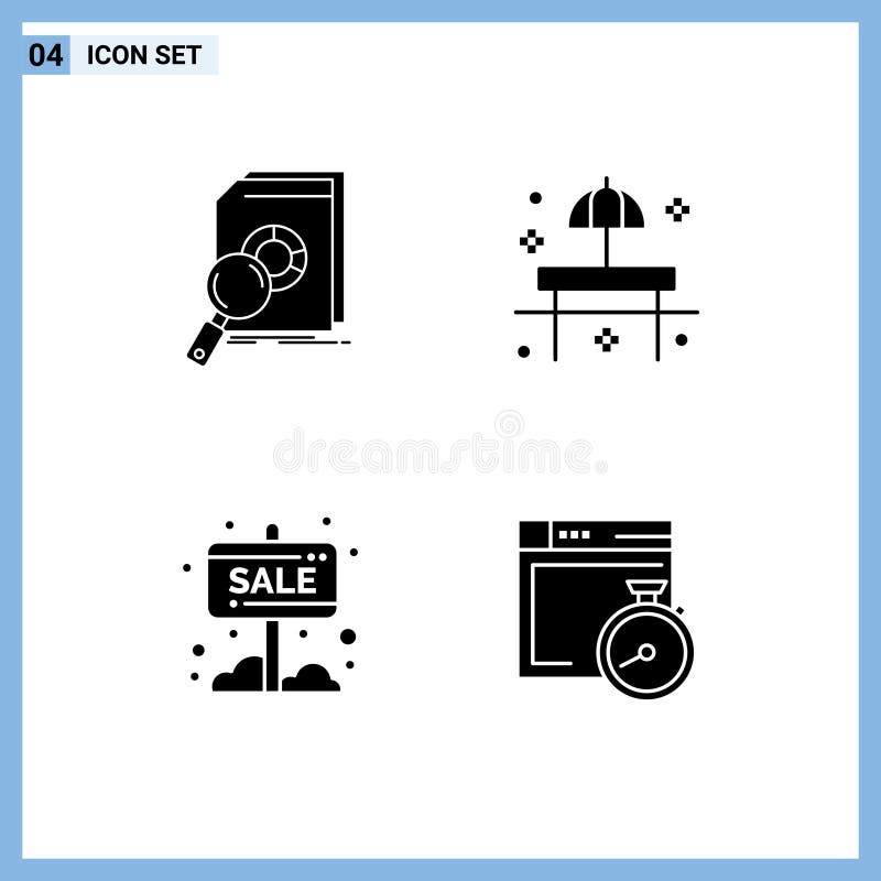 Universal Solid Glyph Signs Symbols of Analysis, Table, Market, Park ...