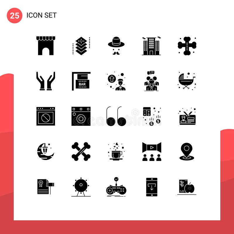 25 Thematic Vector Solid Glyphs and Editable Symbols of Bats, Place ...