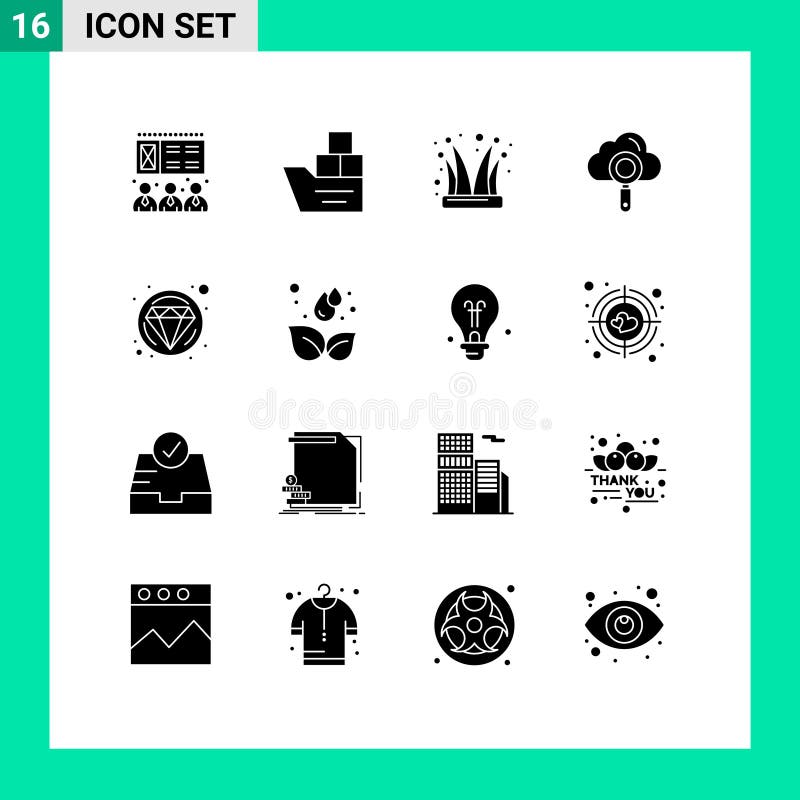 16 Universal Solid Glyph Signs Symbols of Carnival, Search, Buffoon ...