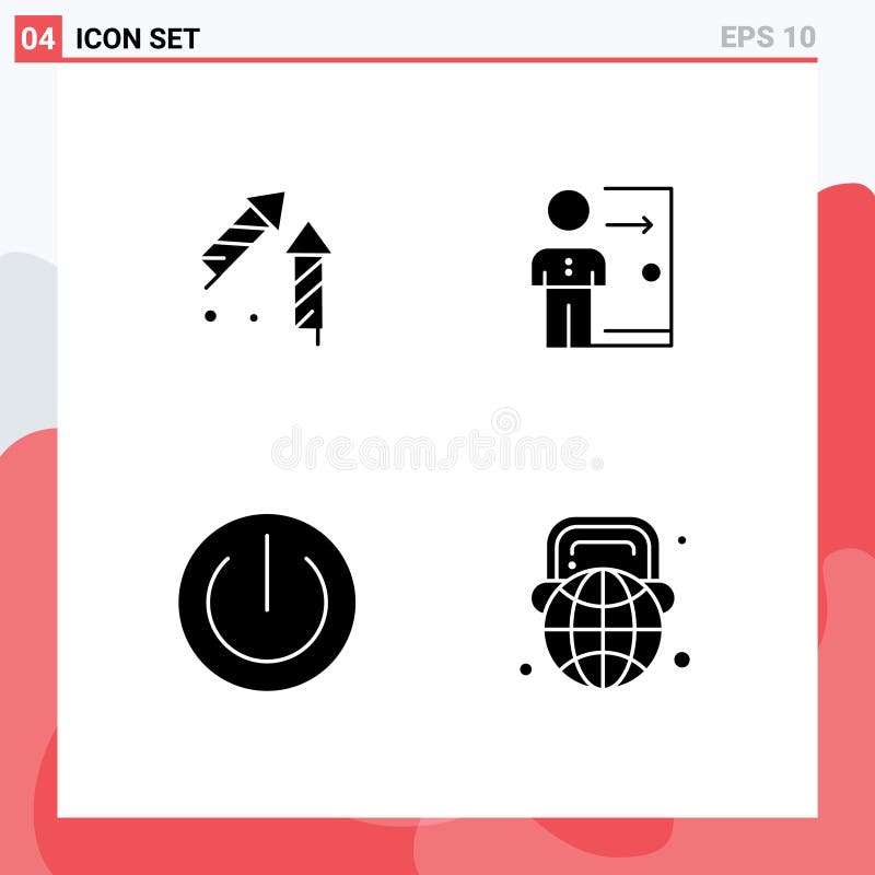 Universal Solid Glyph Signs Symbols of Fireworks, Person, Firecracker ...